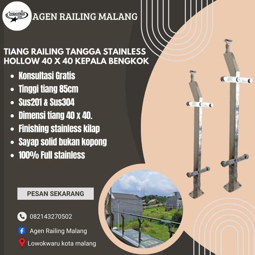 Jual Tiang railing balkon kepala bengkok / railing kaca stainless Ss304 ...
