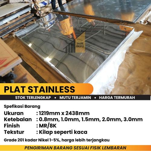 Jual PLAT STAINLESS STEEL 201 MR / PLAT UTK PERMUKAAN DINDING LIFT DLL ...