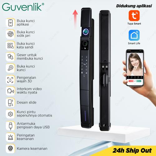 Jual 6 In 1 Tuya Smart Door Lock with Security Camera Facial unlocking ...