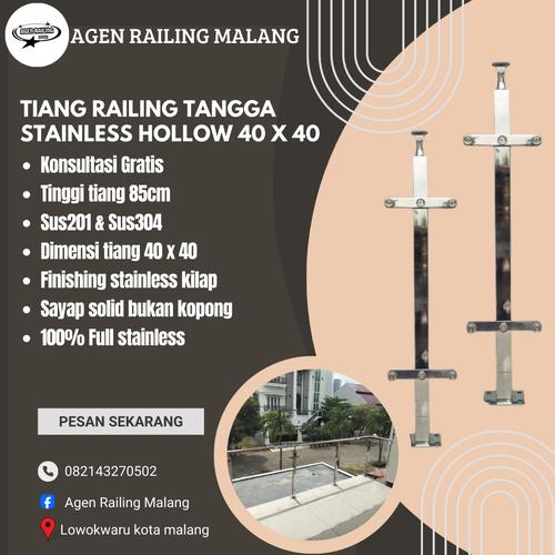 Jual Tiang railing hollow 40×40 model kaca / tiang railing tangga ...