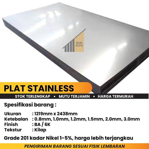 Jual PLAT STAINLESS STEEL 201 BA / PLAT UTK PERMUKAAN DINDING LIFT DLL ...