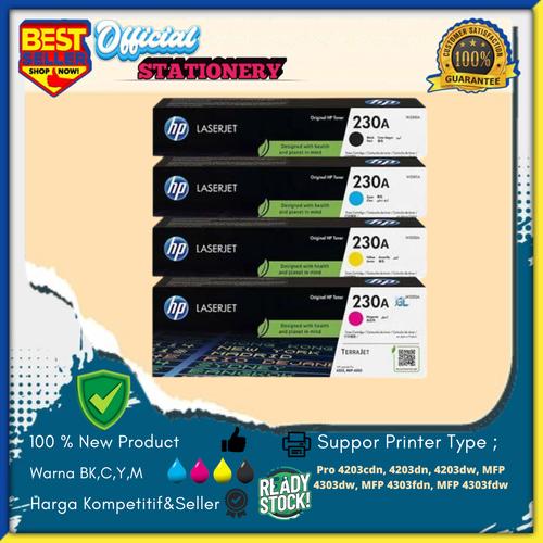 Jual Toner HP 230A 1Set Black,Cyan,Yellow,Magenta Printer LaserJet Pro 4203cdn, 4203dn, 4203dw ...