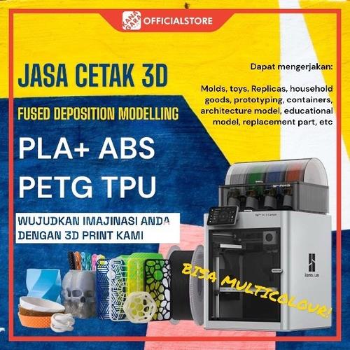 Promo Jasa Cetak 3D Print FDM Bahan PLA+ PETG ABS TPU BAMBULAB X1C 3D ...