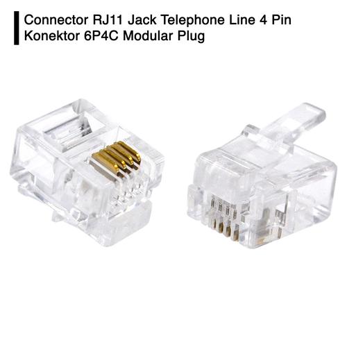 Jual Connector RJ11 Jack Telephone Line 4 Pin Konektor 6P4C Modular Plug - RJ11 6P4C - Kab ...