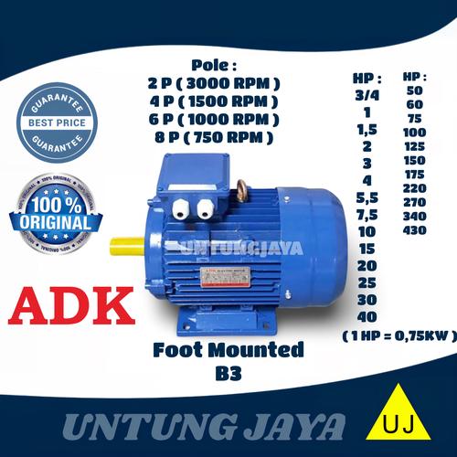 Jual DINAMO ELEKTRO MOTOR ADK 3 PHASE 40 HP 30 KW 4 POLE 1500 RPM // ELECTRO MOTOR ADK 3PHASE ...