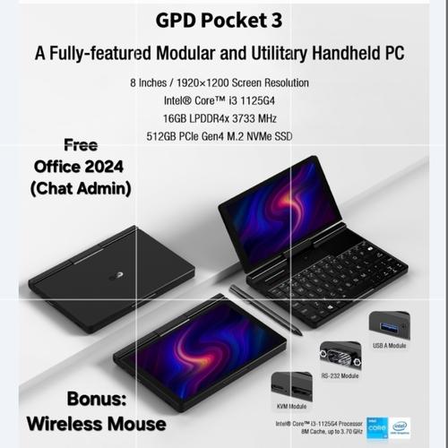 Jual GPD Pocket 3 2025 Intel Core i3-1125G 16/512GB 8" LPDDR4X Laptop ...