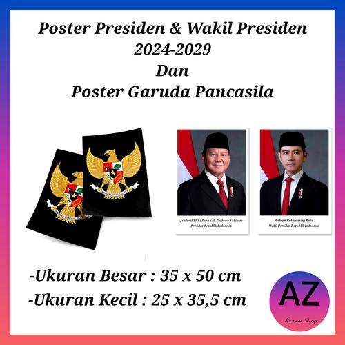 Jual Foto Poster Presiden Dan Wakil Presiden Indonesia 2024 - 2029 Prabowo – Gibran dan Lambang ...