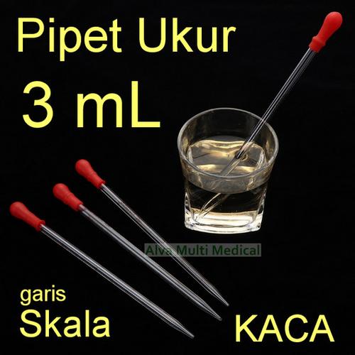 Jual Pipet Ukur 3 ML / Maat Pipet Kaca / Drop Pipet Dengan Bulb Karet ...