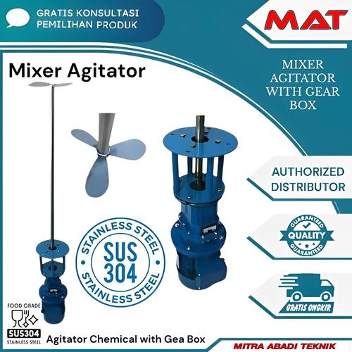 Jual AGITATOR MIXER KIMIA 0.55KW 0.75HP 3 PHASE 380v WITH GEAR BOX ...