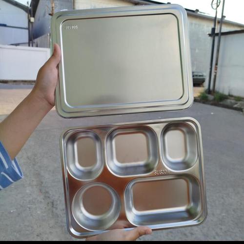 Jual tempat makan stainless 5 sekat + tutup stainless 304 tinggi 6 cm ...