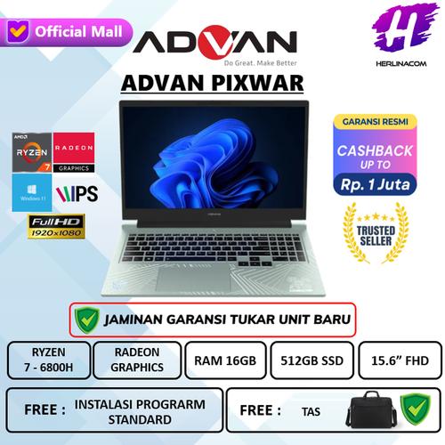 Promo ADVAN PIXWAR RYZEN 7 6800H 16GB 512GB WINDOWS11 15.6" FHD - NON ...