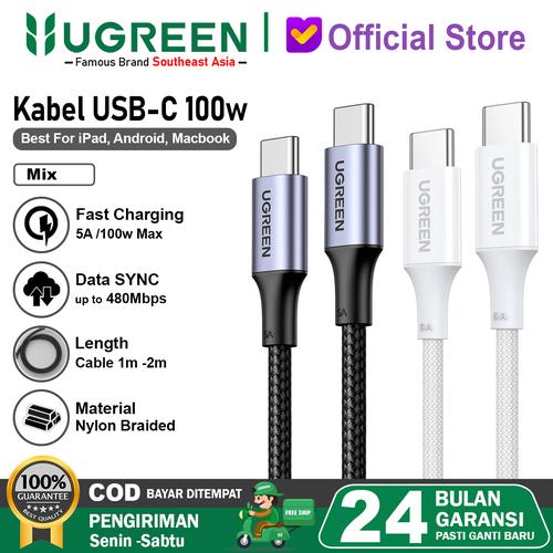 Jual Kabel Data UGREEN USB Type C To Type C PD 5A 100W Fast Charging ...