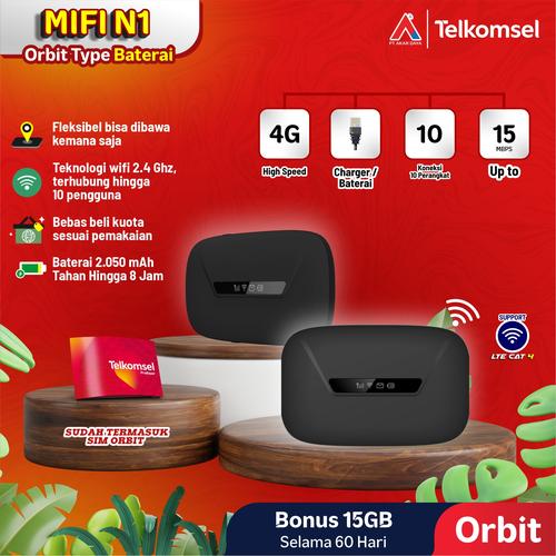 Jual Telkomsel Orbit Mifi N1 Portable Modem Wifi 4G High Speed Bonus ...