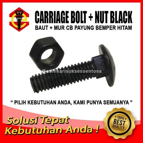 Jual Mur Baut CB M6 / Carriage Bolt 1/4x2 1/2" / Baut Payung Hitam 6 CM ...