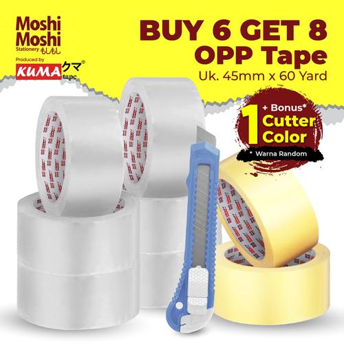 Jual Lakban Moshi Kuma 2 inch 60 Yard Bening Transparan Tape Perekat Kuat - White Clear ...