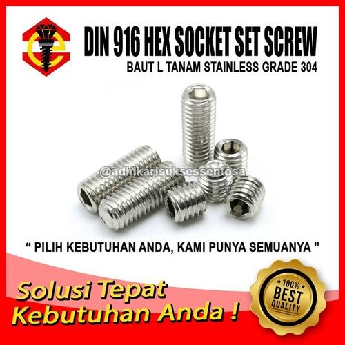 Jual SS 304 / Baut L TANAM M3x10 MM / Socket Set Screw Stainless M3 ...