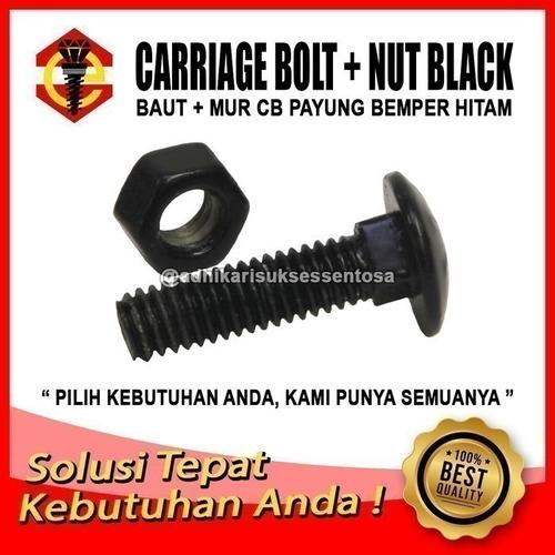 Jual Mur Baut CB M12 / Carriage Bolt 1/2x2 1/2" / Baut Payung Hitam 6 ...