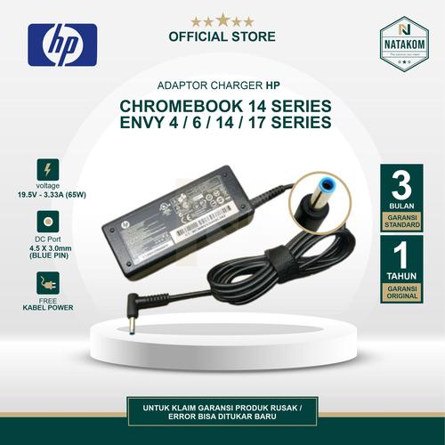 Jual ADAPTOR CHARGER ORIGINAL HP CHROMEBOOK 14 SERIES HP ENVY 4 / 6/14 / 17 SERIES 3.33A 65W ...