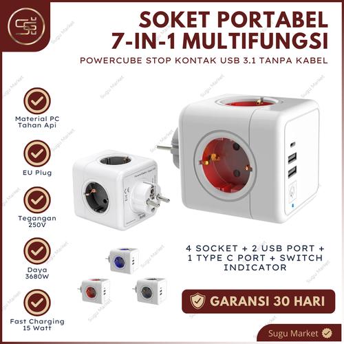 Promo PowerCube USB Tanpa Kabel | Power Cube Stop Kontak 4 Colokan ...