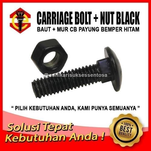 Jual Mur Baut CB M8 / Carriage Bolt 5/16x5" / Baut Payung Hitam 12,5 CM ...