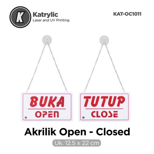 Promo Sign Open Close Gantung Katrylic / 22 x 12,5 cm / Komplit Tempel ...