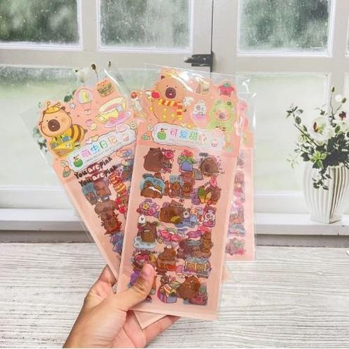 Jual Sticker Capybara 1 Set isi 3 Lembar - stiker capy bara super cute ...