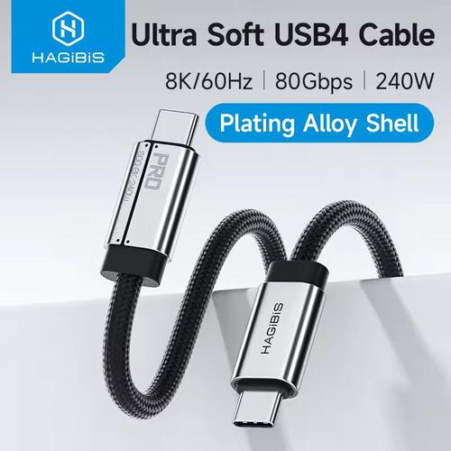 Jual Hagibis UC4X USB C to USB C Full Function Cable Super Soft USB4 80Gbps 8K 240W Fast ...