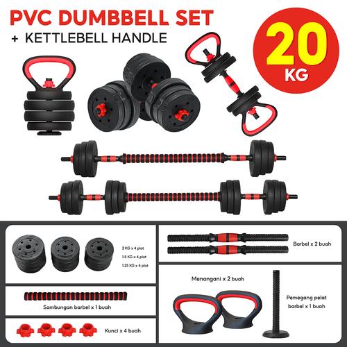 Jual [PROMO] BG SET DUMBELL PVC / BARBEL PVC SET ALAT ANGKAT BEBAN 20KG ...