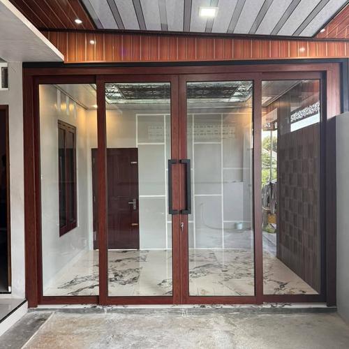 Jual Kusen Partisi Pintu Aluminium Kaca Mati Kiri Kaca Motif Urat Kayu ...