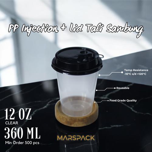 Jual Cup Injection PP 12oz (360ml) & Tutup - Cup Plastik Datar - LID ...