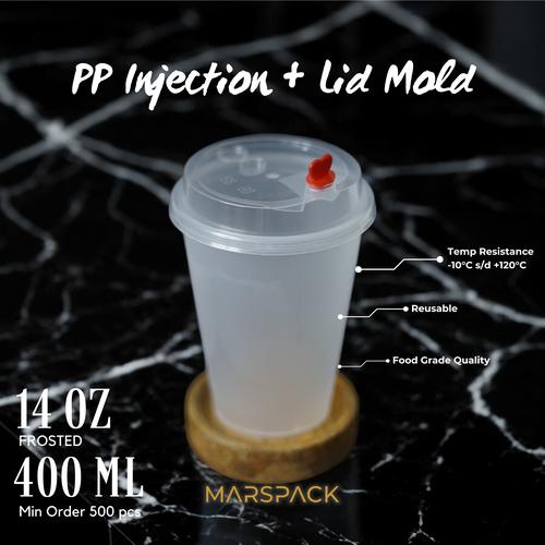 Jual Cup Injection PP 14oz Fros (400ml) & TUTUP - Cup Plastik Datar ...
