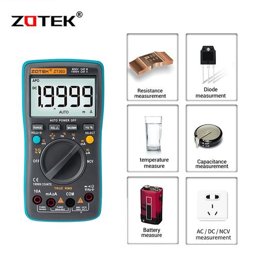 Promo Zotek ZT-303 Digital Multimeter 8000 counts True-RMS Back light ...