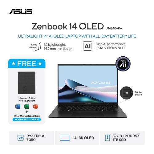 Promo [FREE MOUSE] ASUS Zenbook 14 UM3406KA-OLEDS7311M - Jade Black ...