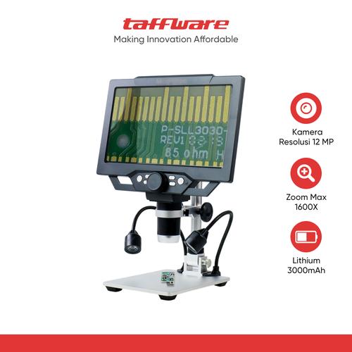 Promo Taffware Mikroskop Digital 12MP 1600X dengan Monitor and Metal ...