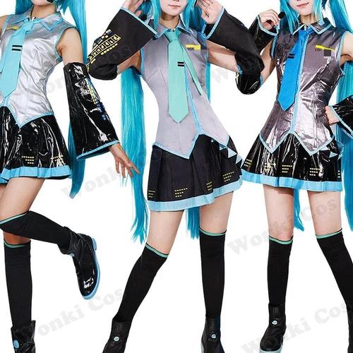 Jual V Miku Cosplay Costume Green Ponytail Wig Virtual Singer Cosplay ...