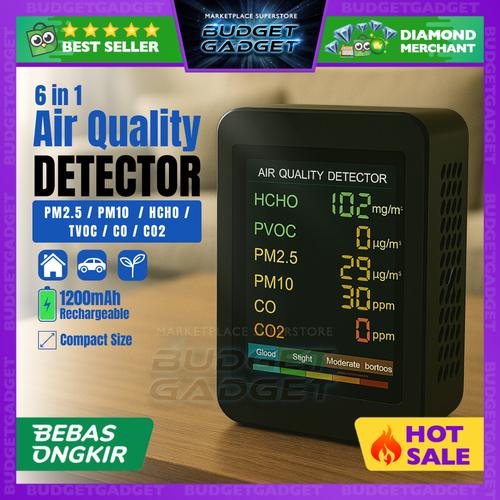 Jual Pengukur Kualitas Udara Air Quality Sensor Detector 6 in 1 PM2.5 K ...