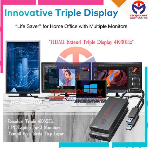 Jual 4K HDMI Extend Display Triple Monitor For Windows & Mac OS (Tampil ...