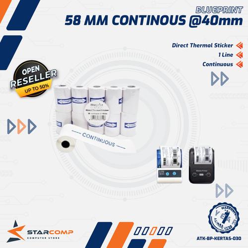 Jual Kertas Thermal Sticker Label BLUEPRINT 58 mm Continuous @40mm - 1 ...