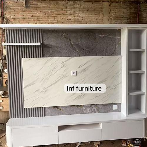 Jual Backdrop tv modern mewah lemari tv backdrop hpl premium - Kab ...