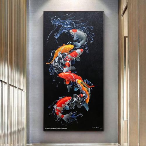 Promo lukisan ikan koi naga uk 140 x 80 cm - Kab. Bandung ...