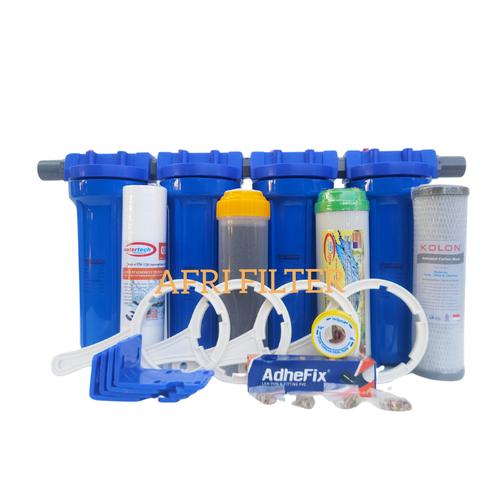 Jual Paket Filter Air 4 Tahap zat Berbesi&Kapur (Blue 10" drat 3/4 ...
