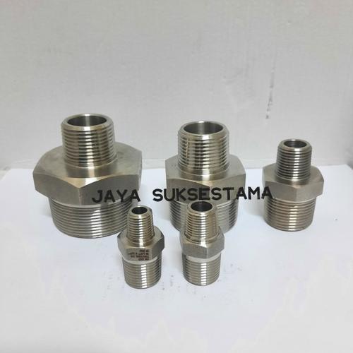 Jual Double Naple Reducer Stainless SS 304 Class 3000 Drat NPT 1/2 X 3/ ...