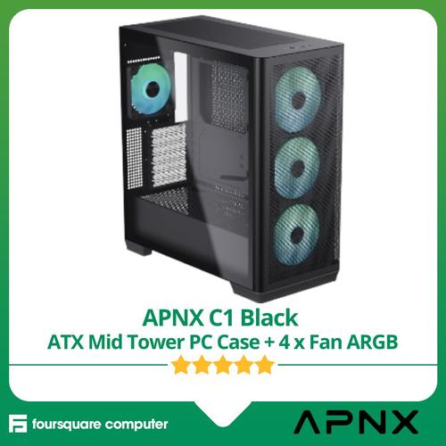 Jual APNX C1 Black ATX Mid Tower PC Case Casing + 4 x Fan ARGB - Kota ...