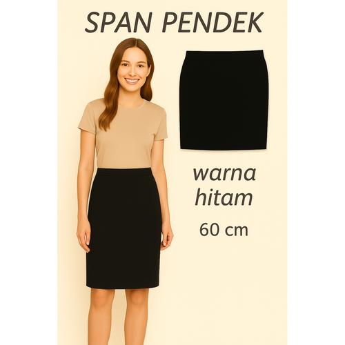 Jual Rok Sepan pendek 60 cm hitam kantor kerja kuliah size S M L XL 3L ...