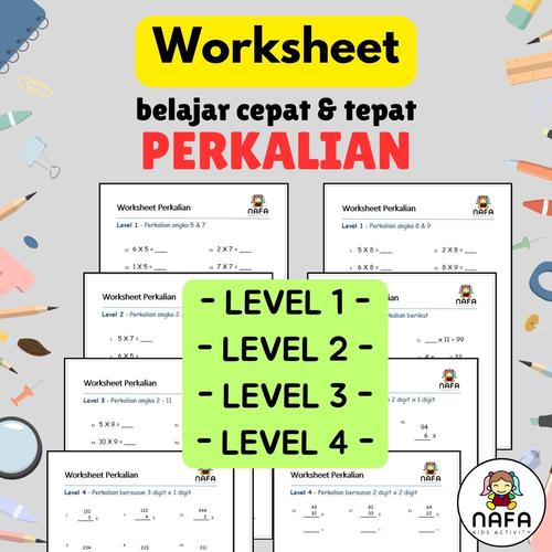 Jual Worksheet Perkalian / Latihan Perkalian / lembar aktivitas anak ...