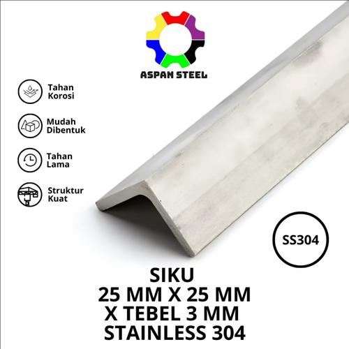 Jual Siku 25mm x 25mm x tebel 3mm stainless steel 304 - Kota Cimahi ...