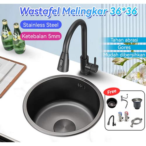 Jual Wastafel Dapur Bulat Stainless – Bak Cuci Piring Mini/Bar/Kitchen ...
