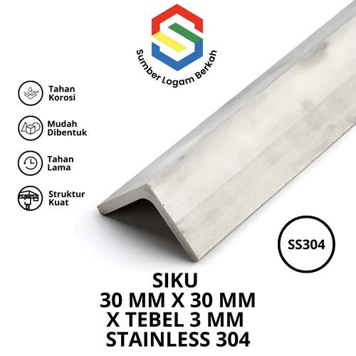Jual siku 30 mm x 30 mm x tebel 3 mm stainless steel 304 - 1 meter - Kota Bandung - Sumber Logam ...