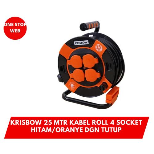 Jual Krisbow 25 Mtr Kabel Roll 4 Socket Dgn Tutup Hitam / Oranye Cable ...