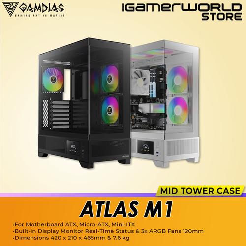 Jual Gamdias Atlas M1 ARGB Tempered Glass Mid Tower ATX Computer Case ...